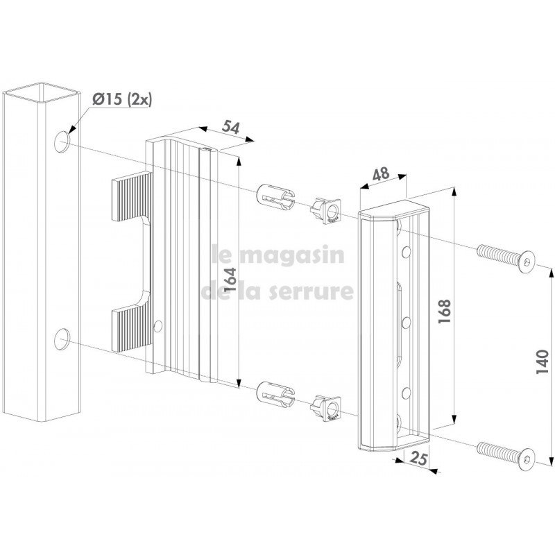 GACHE PORTAIL BATTANT SERRURE LOCINOX