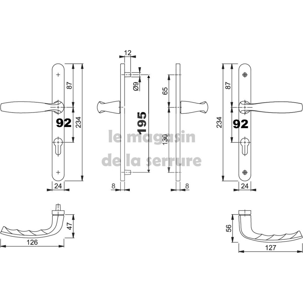 poignee porte entraxe 92